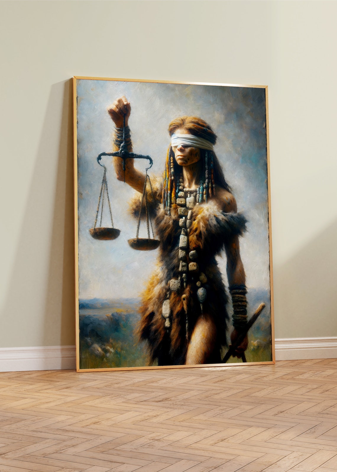 Impressionist Neanderthal Justice Art - Prehistoric Goddess of Law ...