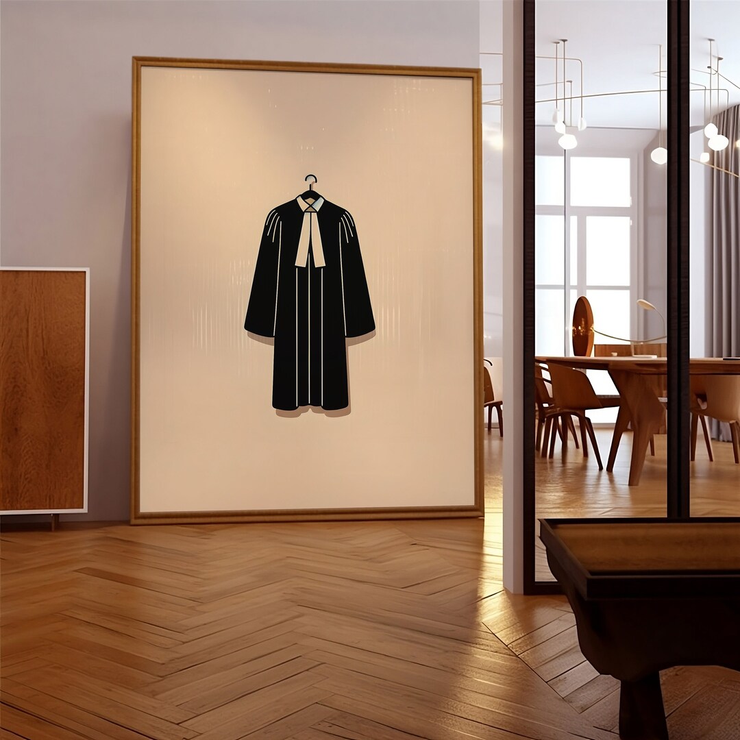 Lawyer Robe Art Print, Minimalist Attorney Wall Decor, Legal ...