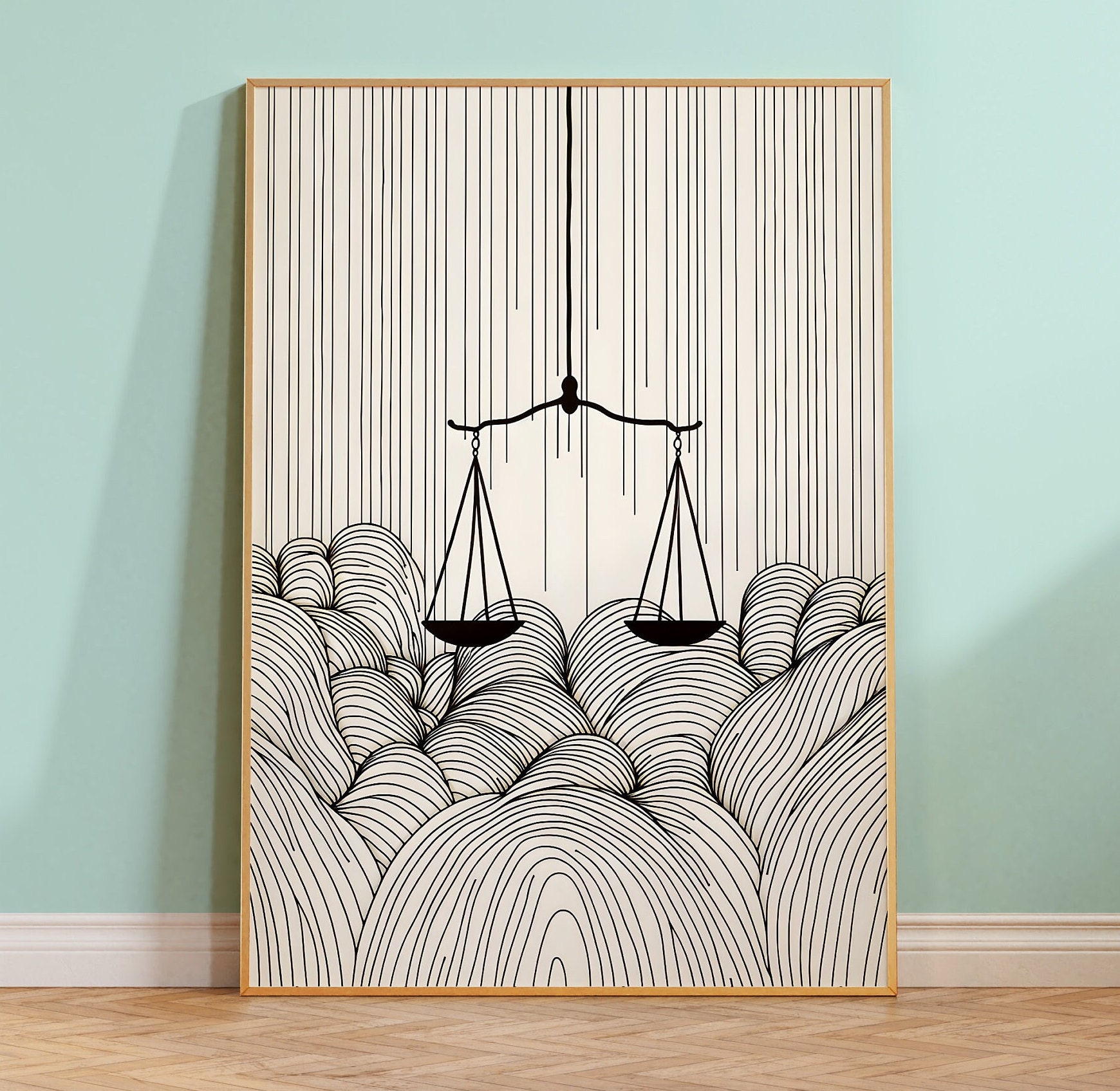 Balanced Scales of Justice Line Art - Minimalist Legal Symbol ...