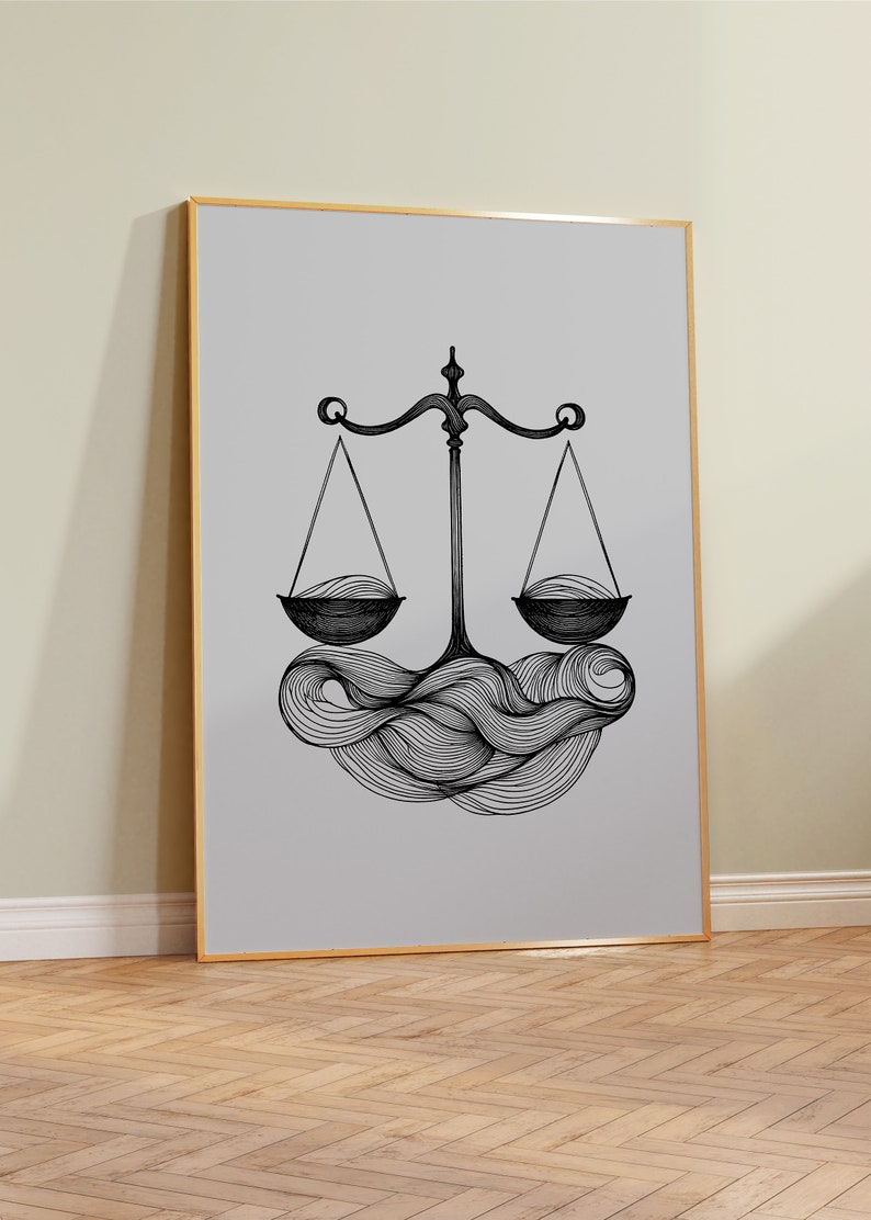 Scales of Justice Line Art | Legal Print | Minimalist Lawyer Office ...
