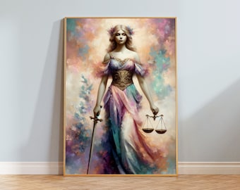 Elegant Scales of Justice Artwork, Symbolic Legal Balance Print ...