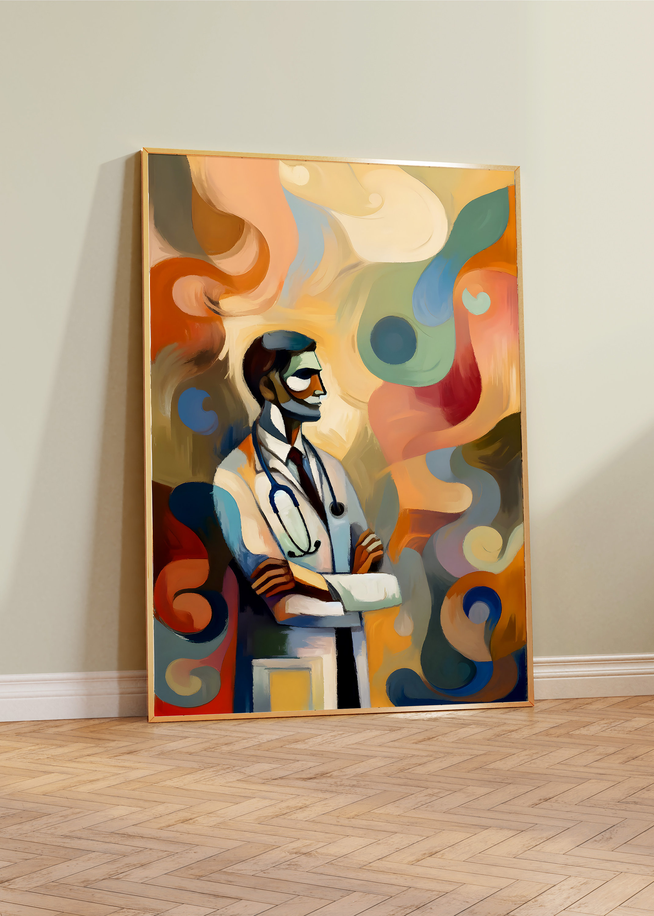 Doctor Portrait Art - Expressionist Medical Person Canvas - Vibrant ...