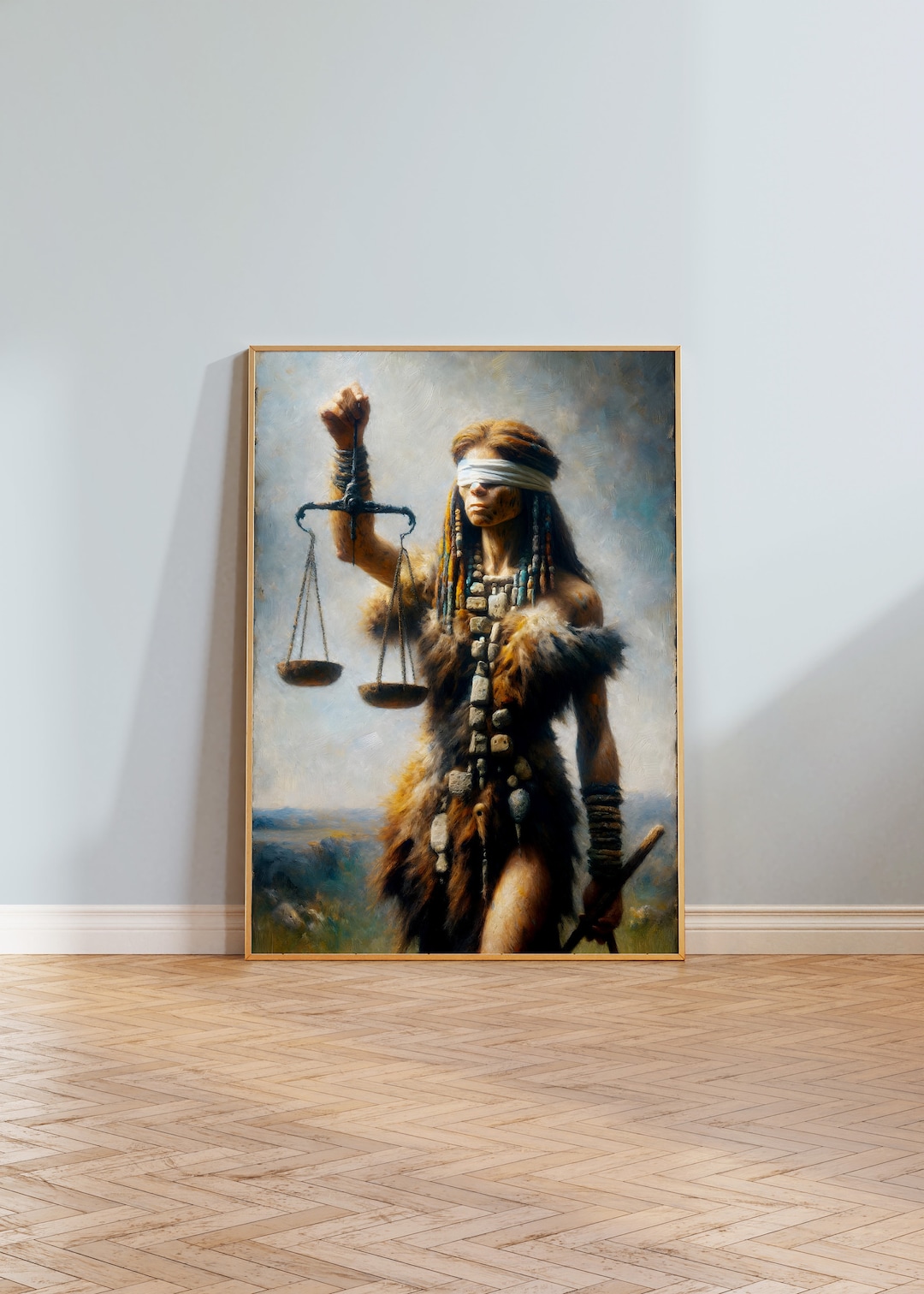 Impressionist Neanderthal Justice Art - Prehistoric Goddess of Law ...