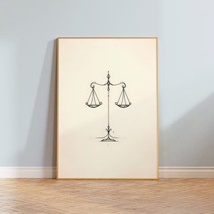 Classic Scales of Justice Line Art | Elegant Legal Print | Minimalist ...