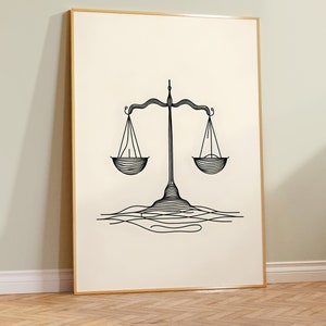 Minimalist Scales of Justice Line Art - Modern Law Office Decor Print ...
