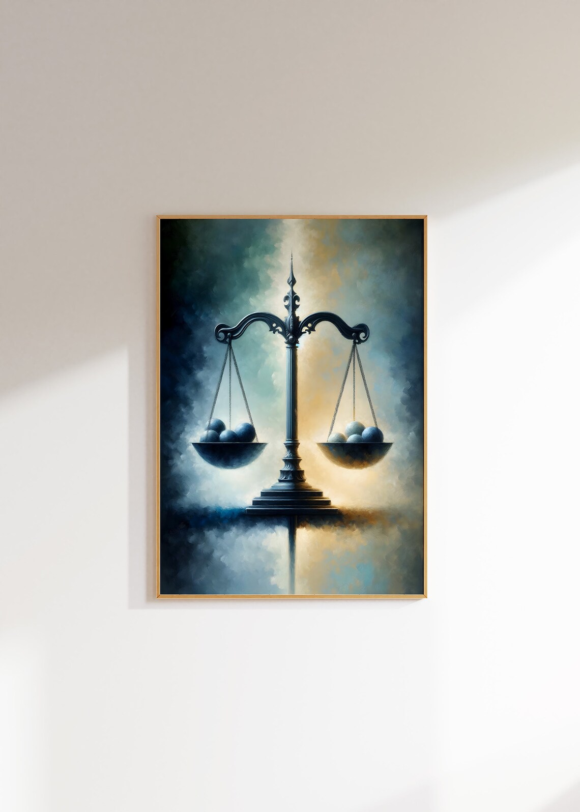 Elegant Scales of Justice Artwork, Symbolic Legal Balance Print ...
