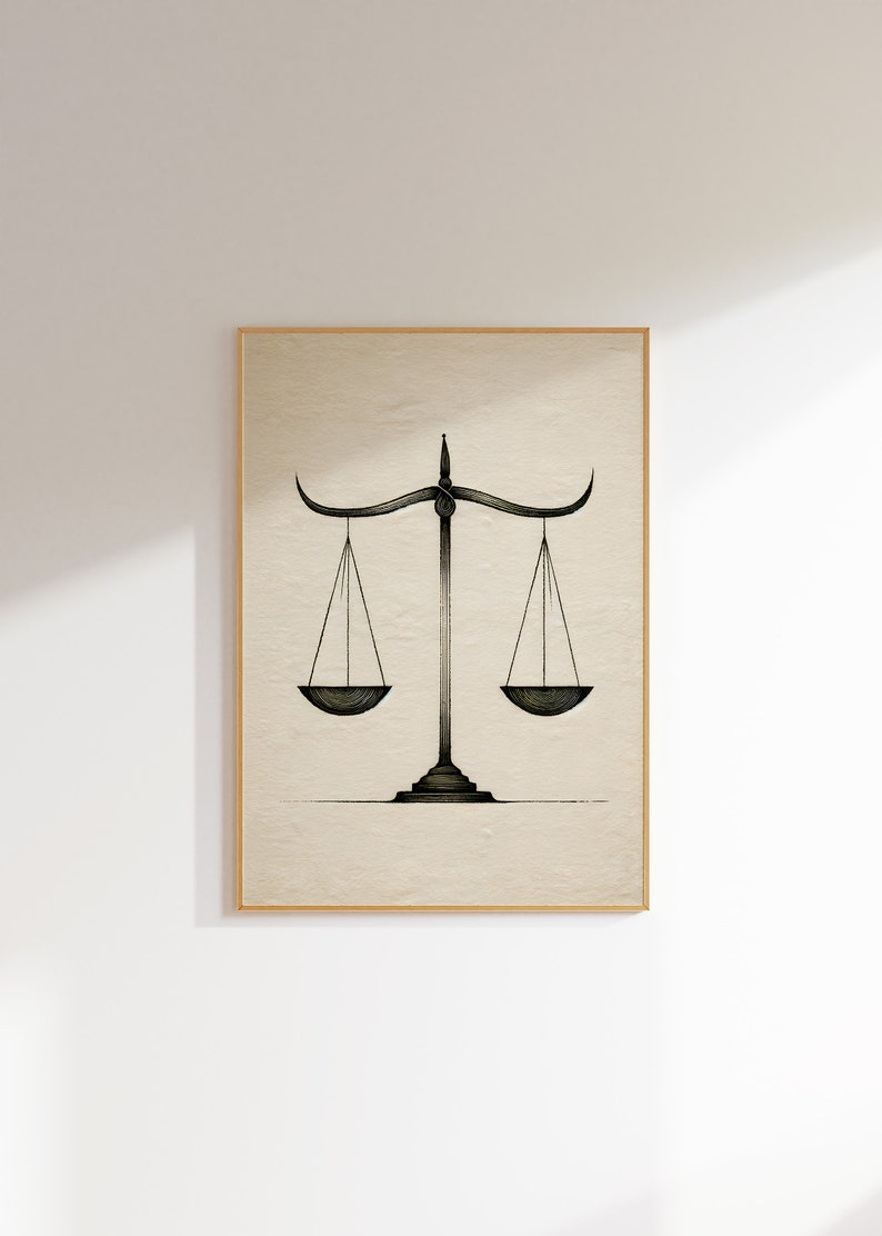 Minimalist Scales of Justice Art Print | Lawyer Office Wall Decor ...