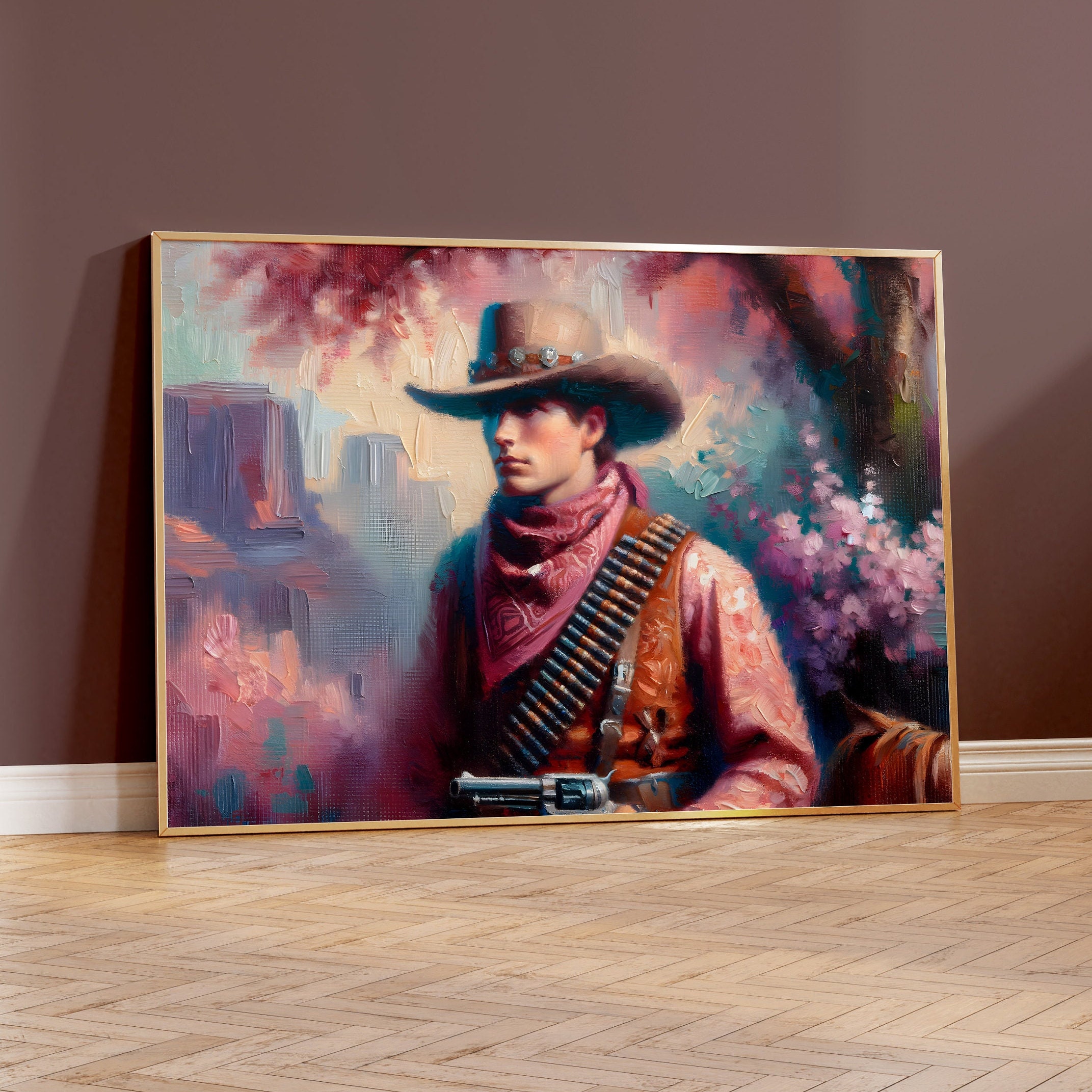 Classic Cowboy Portrait Art Print - Traditional Western Oil Painting ...