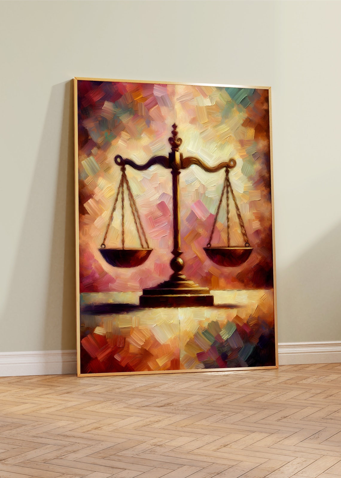 Elegant Scales of Justice Artwork, Symbolic Legal Balance Print ...
