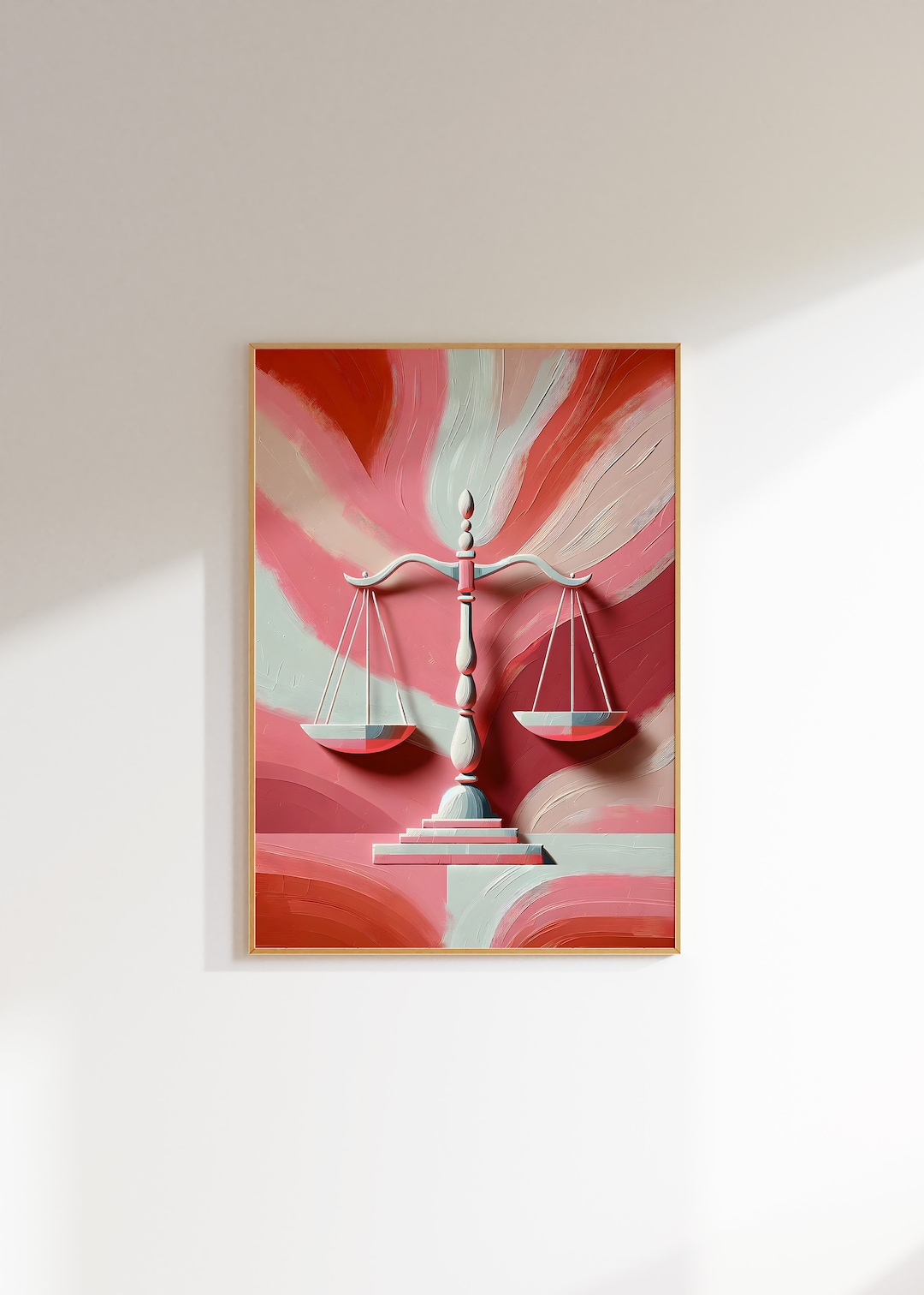 Scales of Justice Art - Pink and White Law Decor - Modern Legal Canvas ...