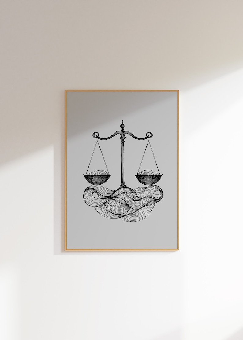 Scales of Justice Line Art | Legal Print | Minimalist Lawyer Office ...