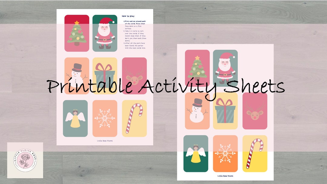 Memory Game for Kids - Digital Download Christmas-themed Pairs Game ...