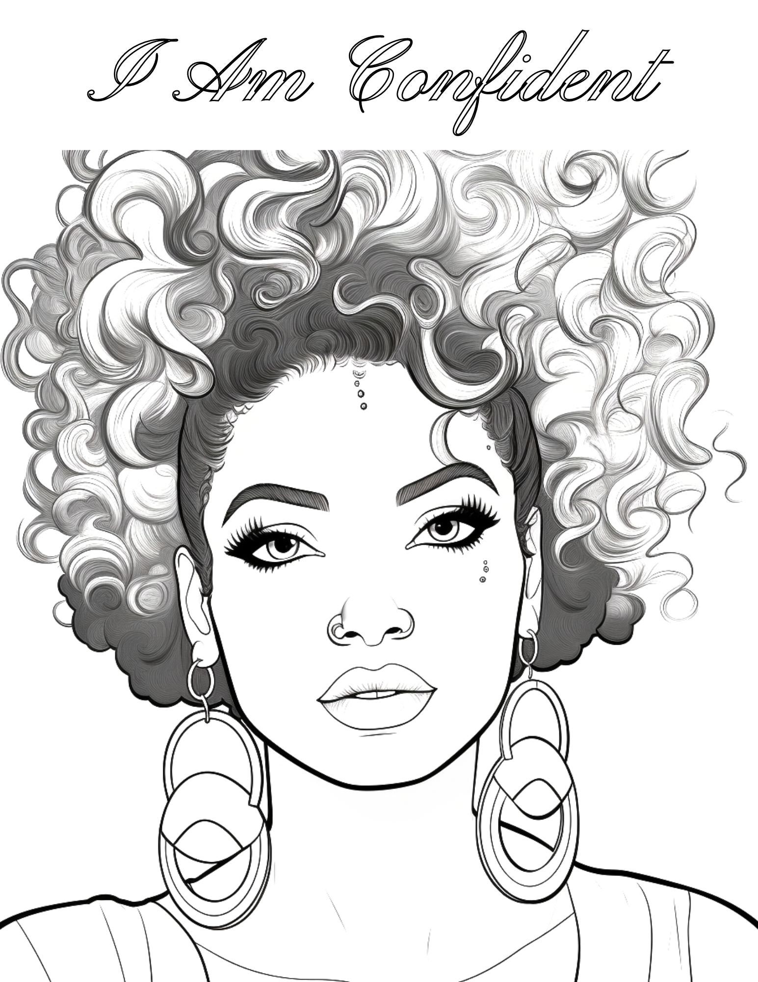 Affirmation Beauty Coloring Pages. - Etsy