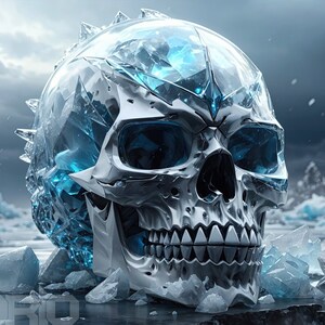 Crystals Skull - Printable Art - Fantasy Artwork - Wallpaper - Digital ...