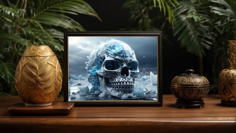Crystals Skull - Printable Art - Fantasy Artwork - Wallpaper - Digital ...