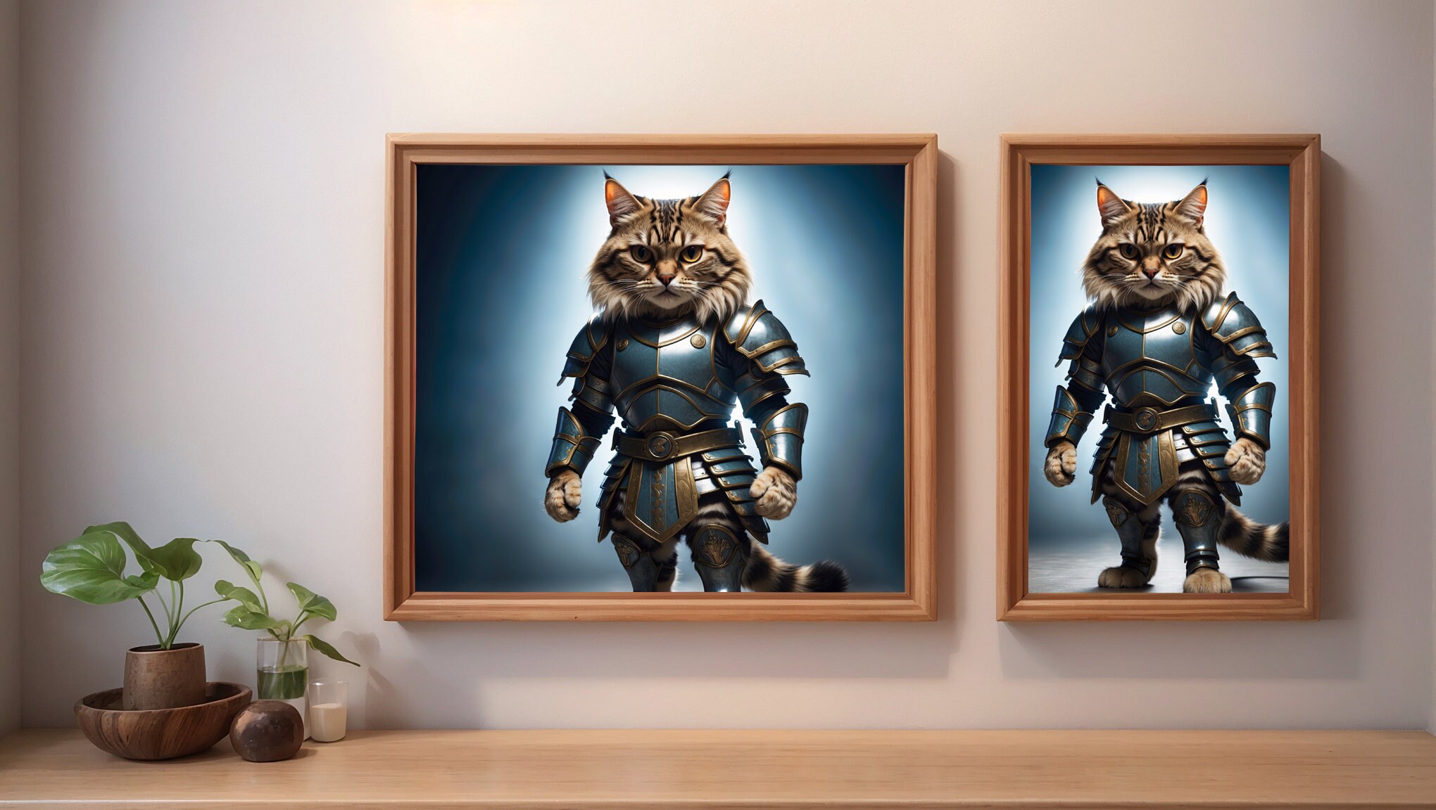 Knight Cat - Cat Wearing Armor - Fantasy - Printable Art - Wallpaper ...
