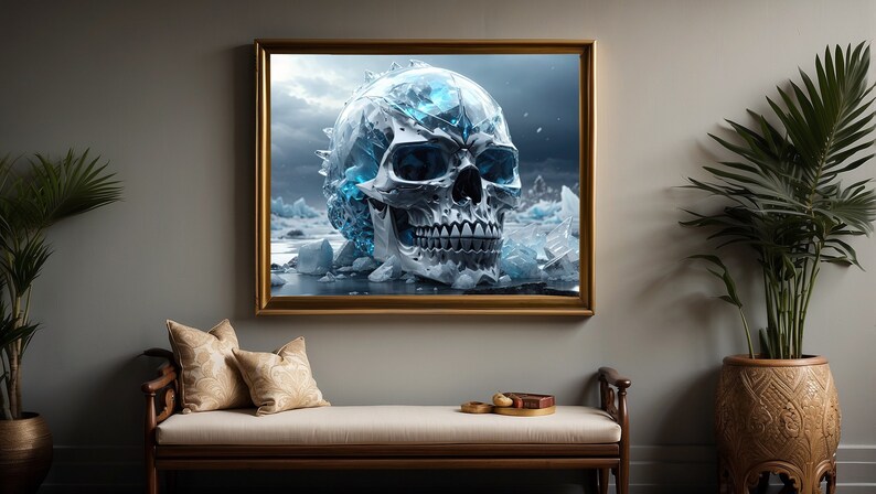 Crystals Skull - Printable Art - Fantasy Artwork - Wallpaper - Digital ...