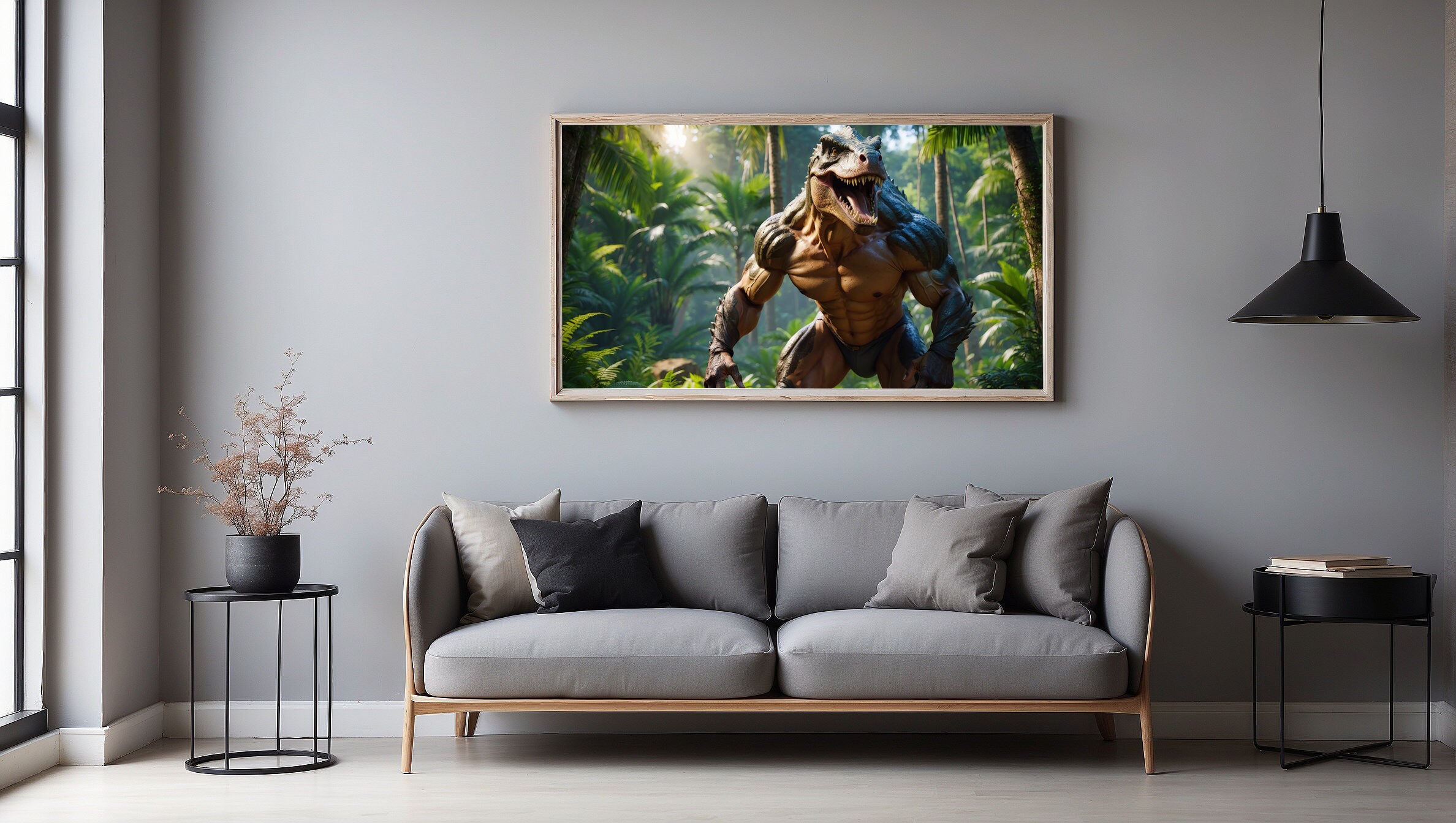 T-rex With Human Body - Funny - Printable Art - Wallpaper - Digital ...
