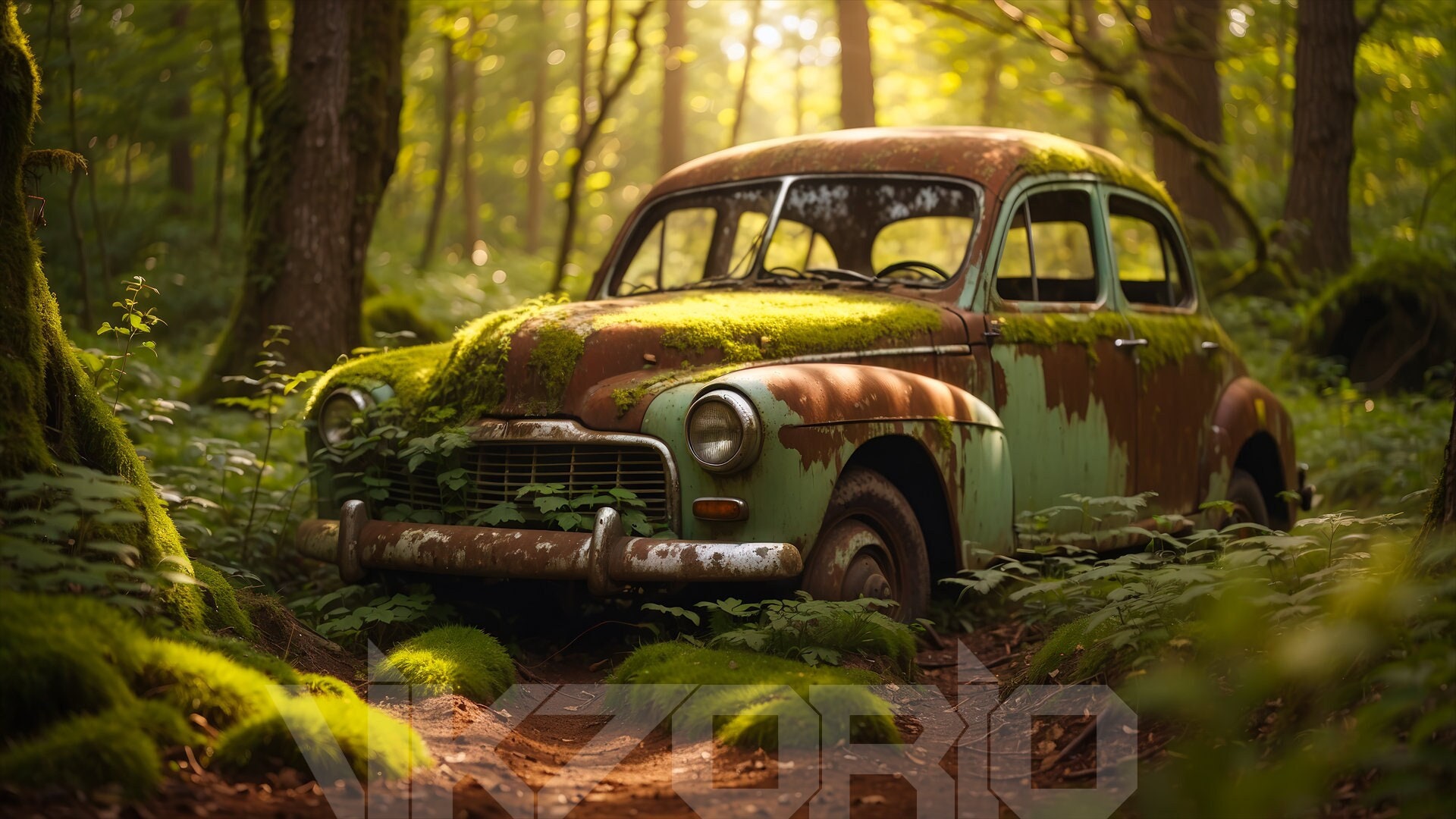 Car in the Jungle - Nature - Printable Art - Wallpaper - Digital ...