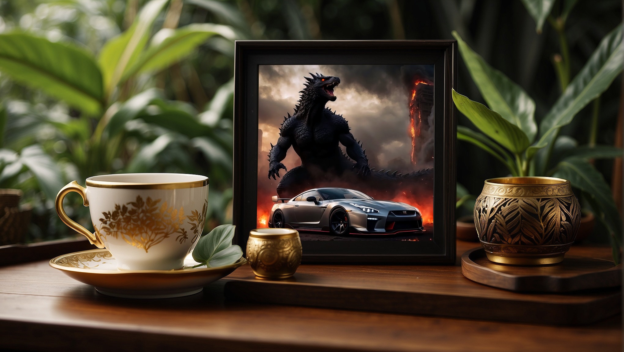 Nissan GTR X Godzilla - Printable Wall Art - Fantasy Artwork ...