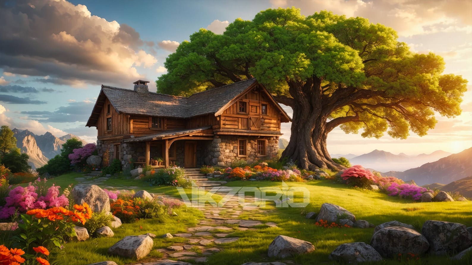 House on a Hill - Beautiful Landscape - Scenery - Nature - Printable ...