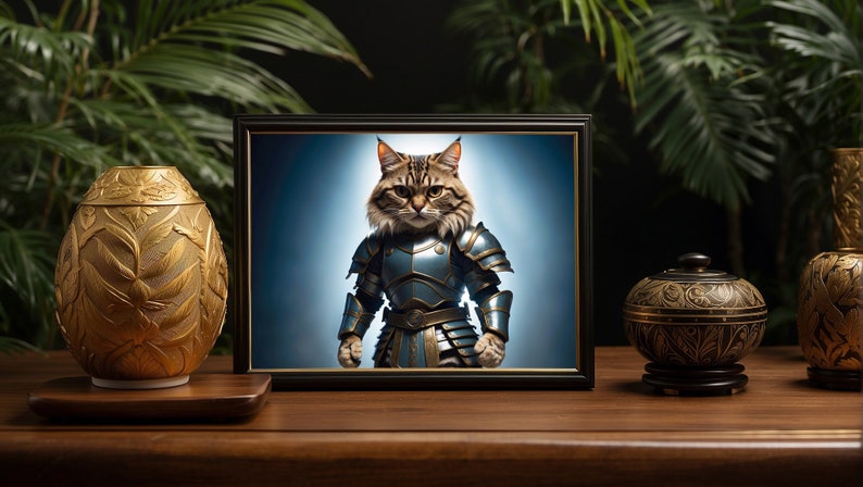 Knight Cat Cat Wearing Armor Fantasy Printable Art - Etsy