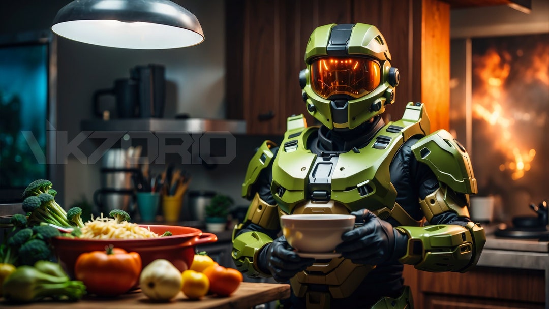 Master Chief in the Kitchen - Halo - Video Games - Funny - Printable ...