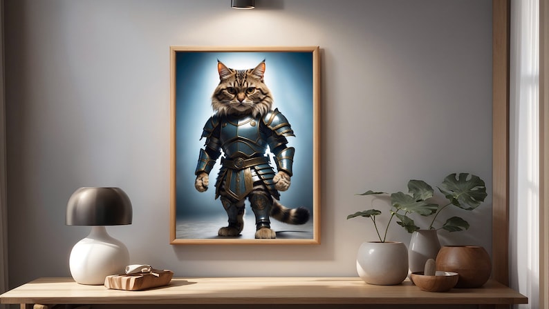 Knight Cat - Cat Wearing Armor - Fantasy - Printable Art - Wallpaper ...