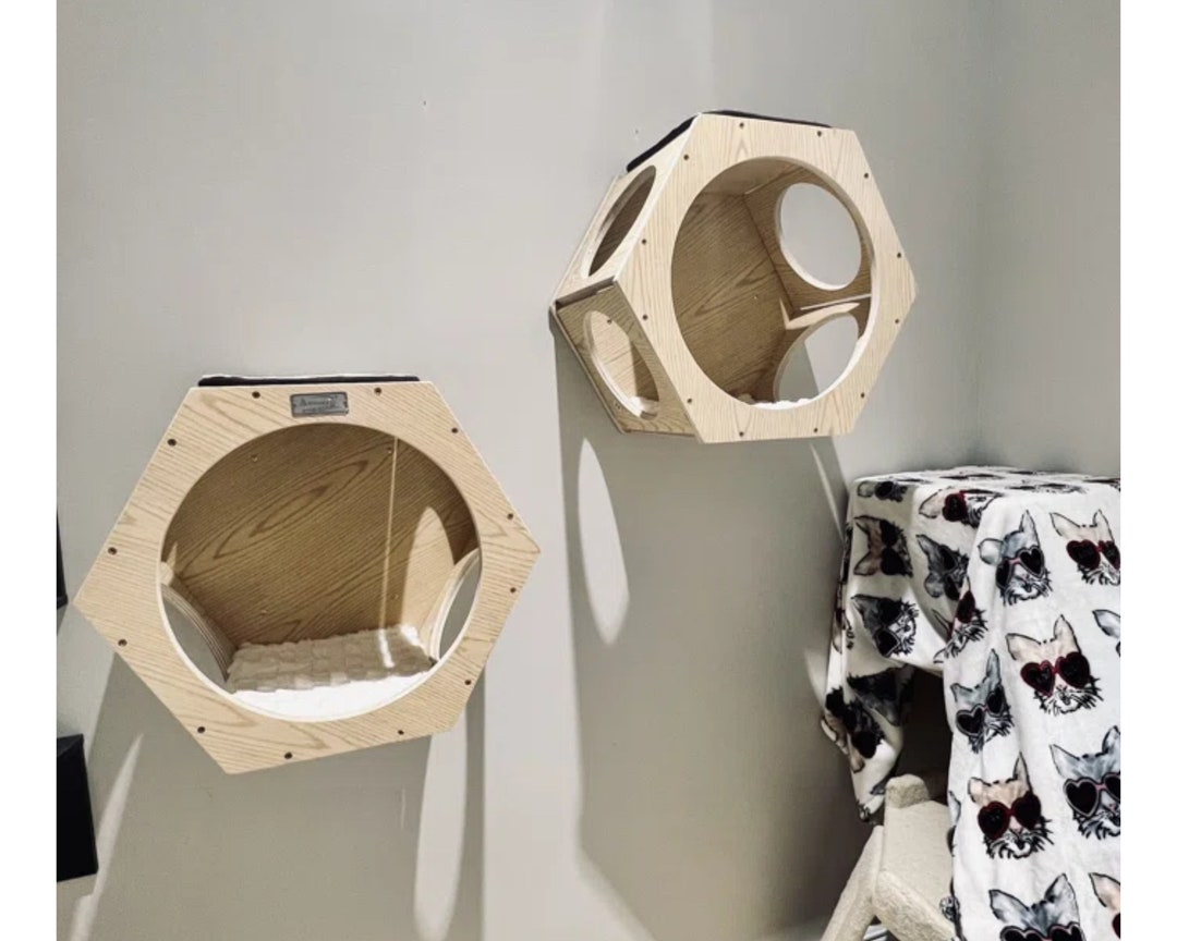 Wall Cat Shelves Hexagon Cat Shelves Wood Cat Furniture Wooden - Etsy