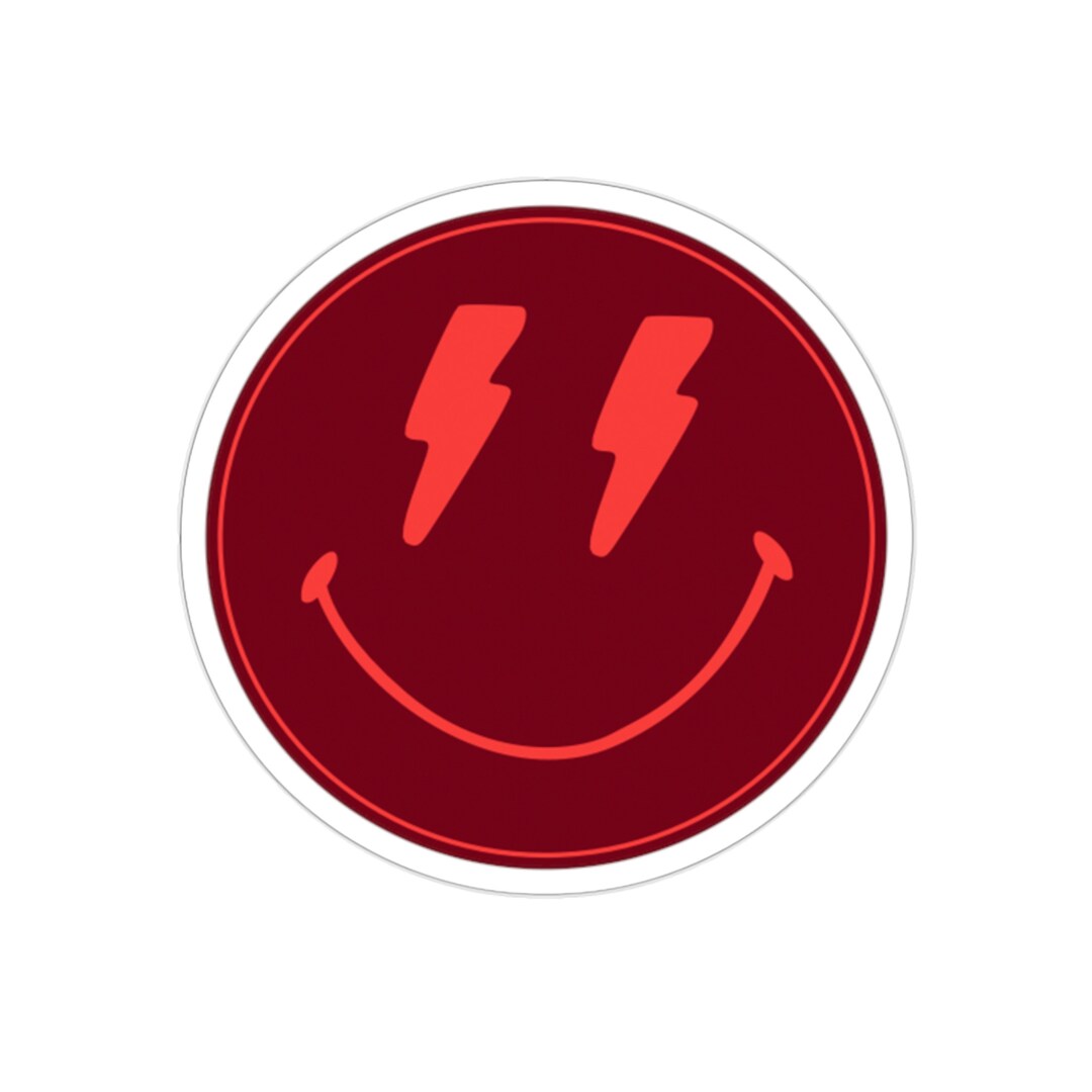 Maroon and Orange Lightening Bolt Smiley Face Groovy Stickers - Etsy