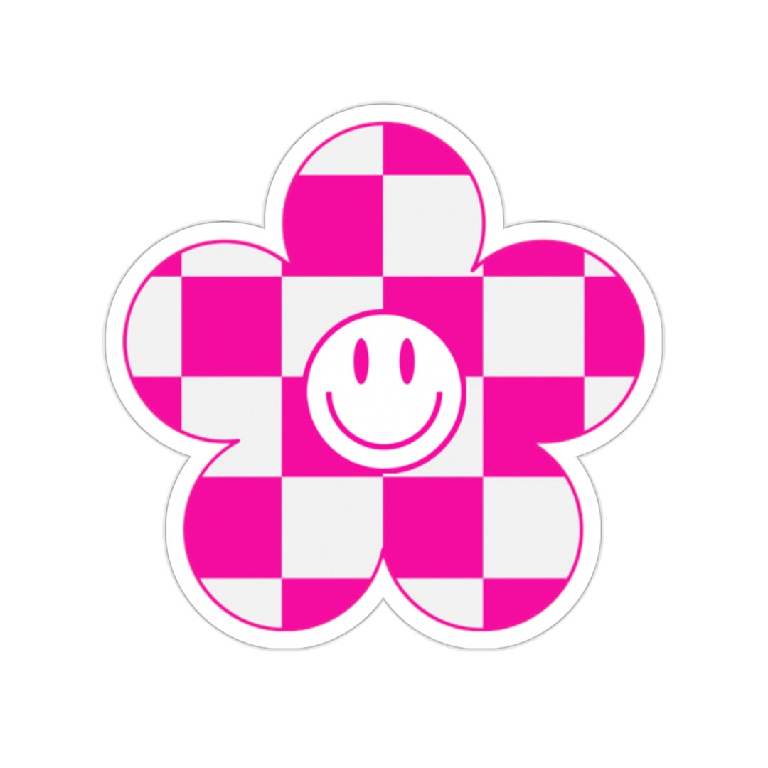 Hot Pink Checkerboard Smiley Face Flower - Etsy