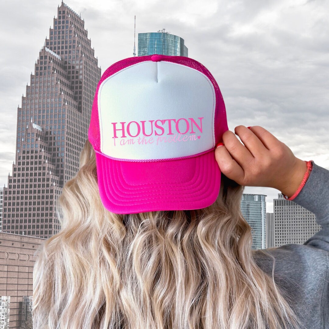 Hot Pink 'houston I Am the Problem' Trucker Cap, Baseball Hat, Mesh ...