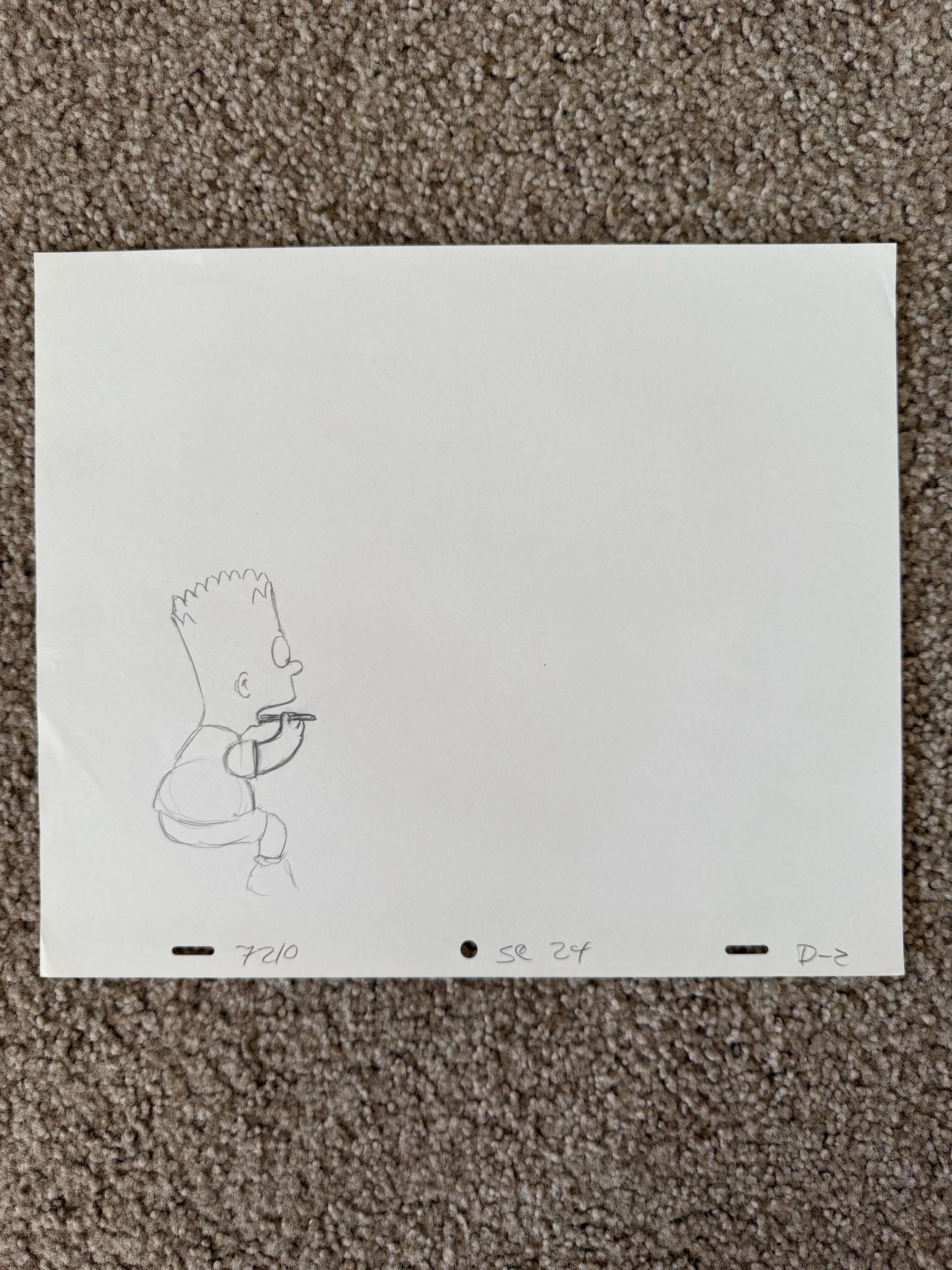 The Simpsons Original Vintage Production/animation Drawings - Bart ...
