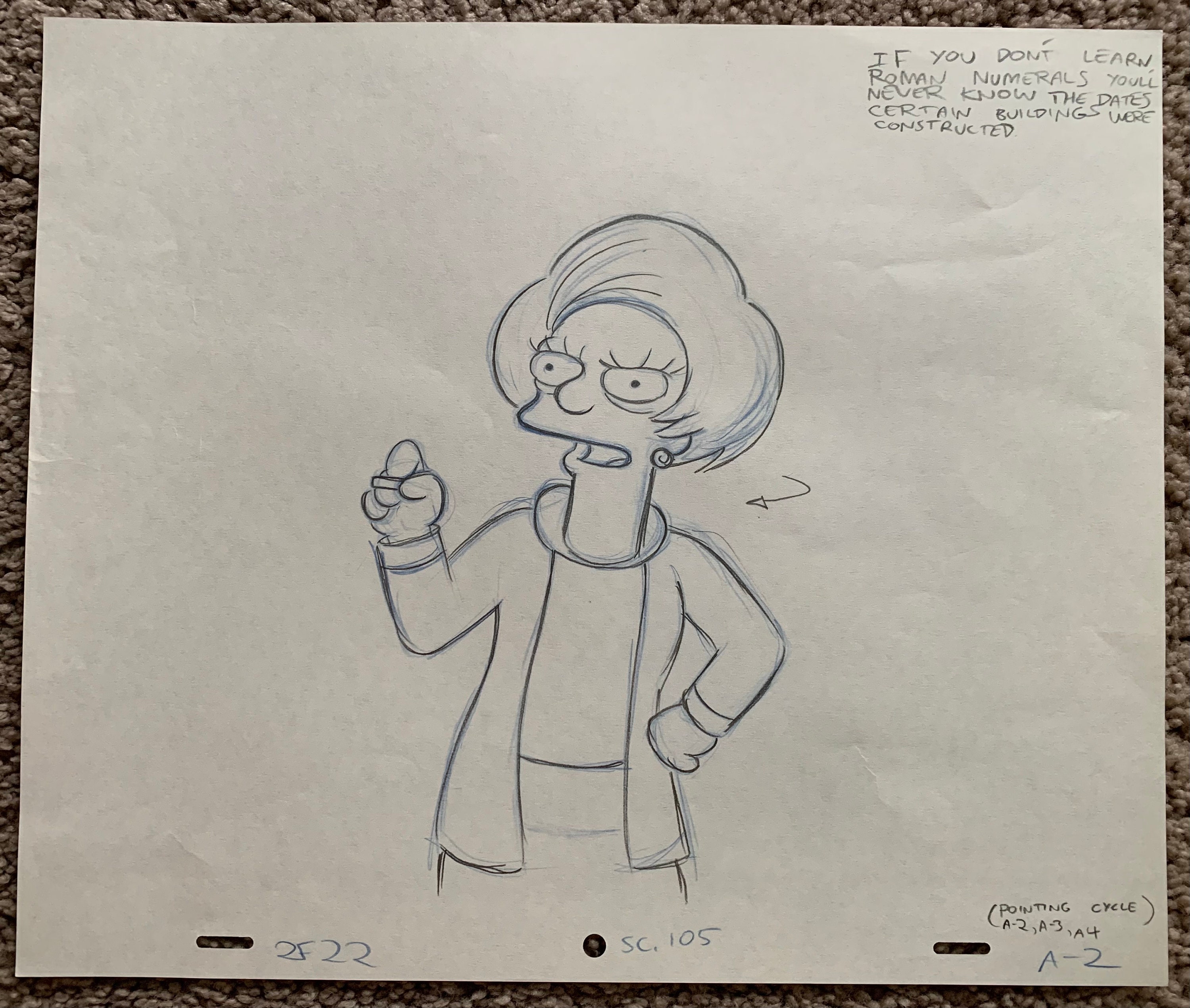 The Simpsons Original Vintage Production/animation Drawing Edna ...