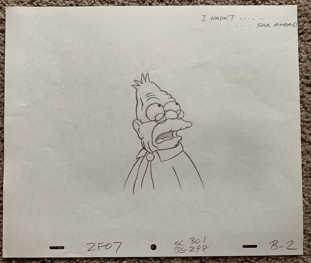 The Simpsons Original Vintage Production/animation Drawing - Grampa! - Etsy