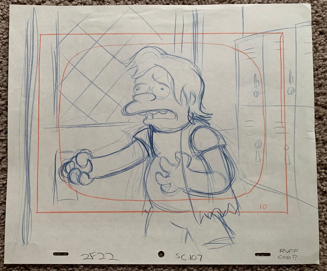The Simpsons Original Vintage Production/animation Drawing - Nelson ...