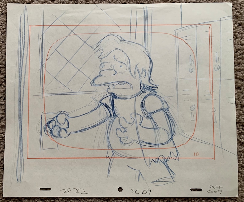 The Simpsons Original Vintage Production/animation Drawing - Nelson ...