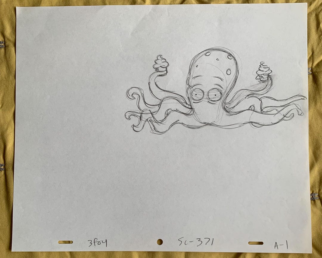 The Simpsons Original Vintage Production/animation Drawing - Octopus ...