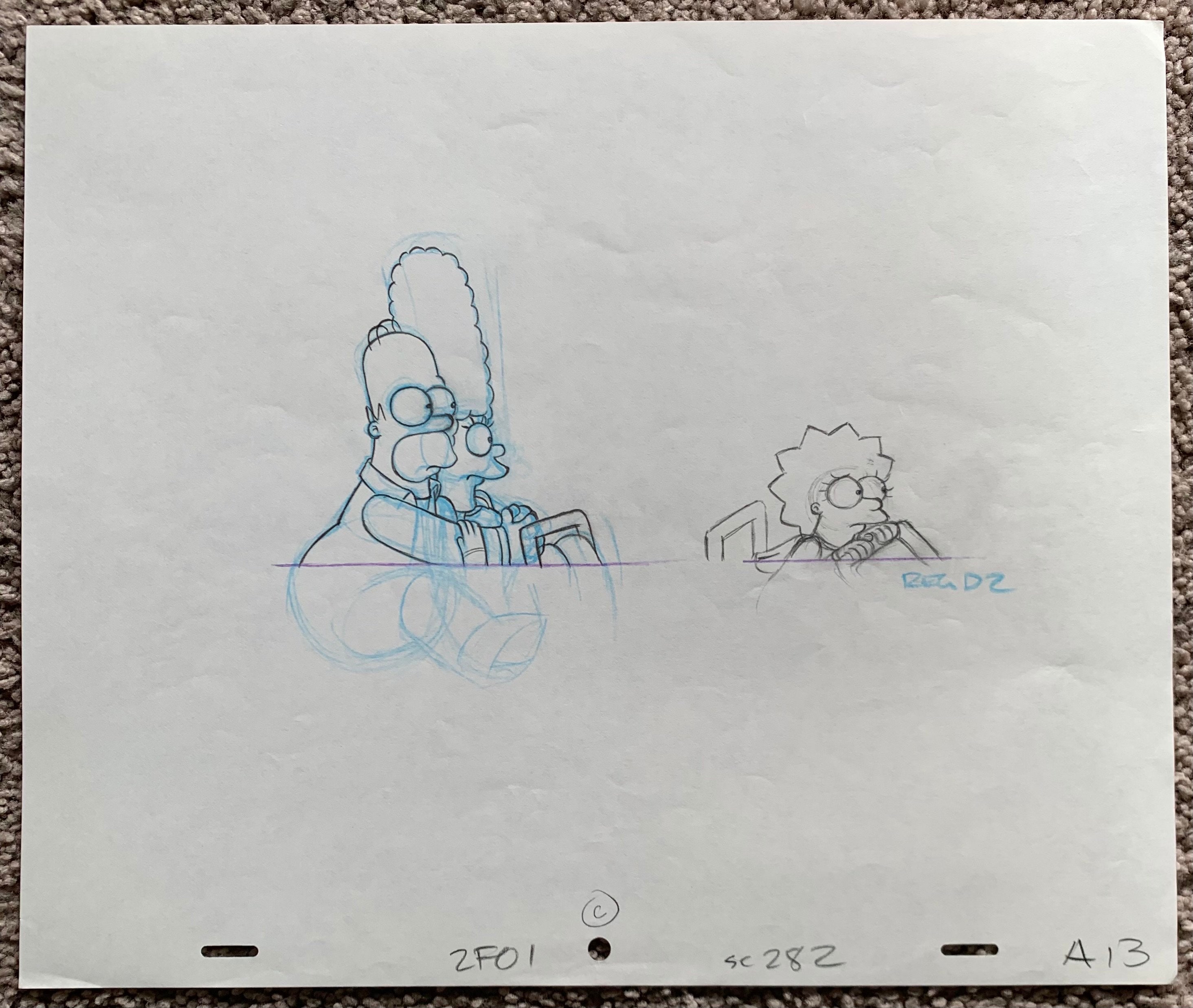 The Simpsons Original Vintage Production/animation Drawing - Homer ...