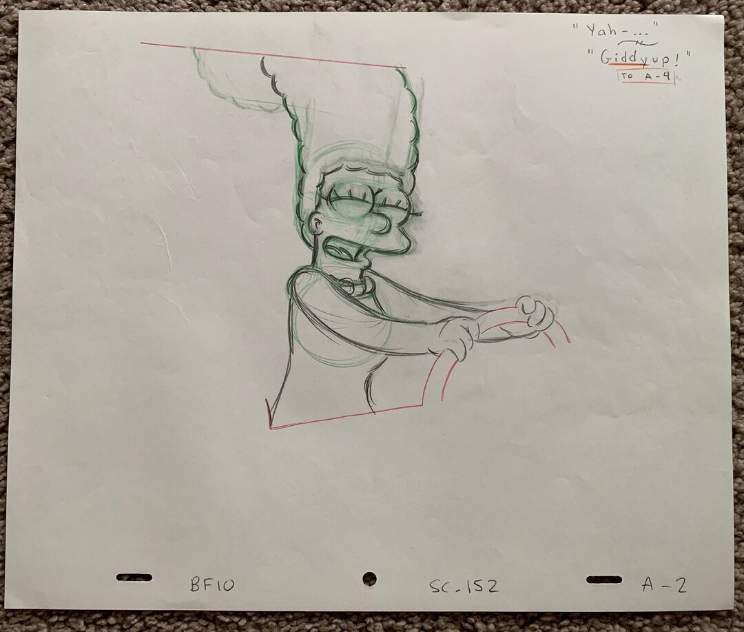 The Simpsons Original Vintage Production/animation Drawing -marge ...