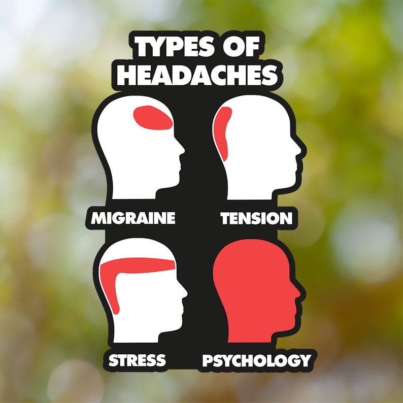 Types of Headache Meme Sticker, Meme Funny Sticker Waterproof for ...