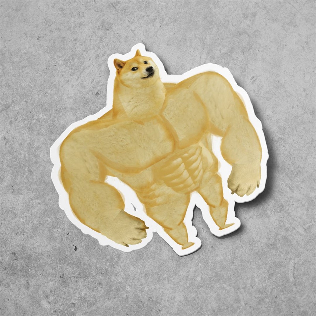 Swole Doge Meme Sticker, Funny Sticker Waterproof for Laptop, Car ...