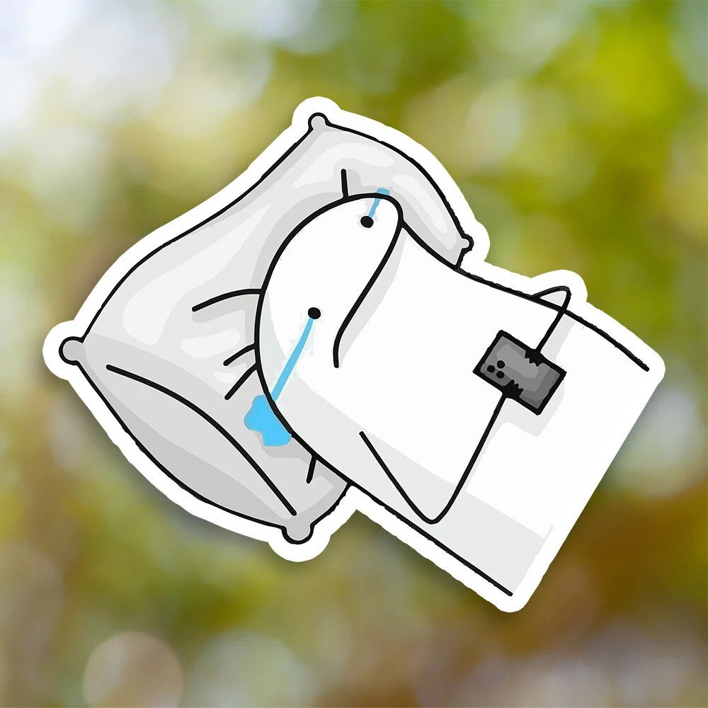 Flork Sad Crying Meme Sticker, Funny Sticker Waterproof for Laptop, Car ...