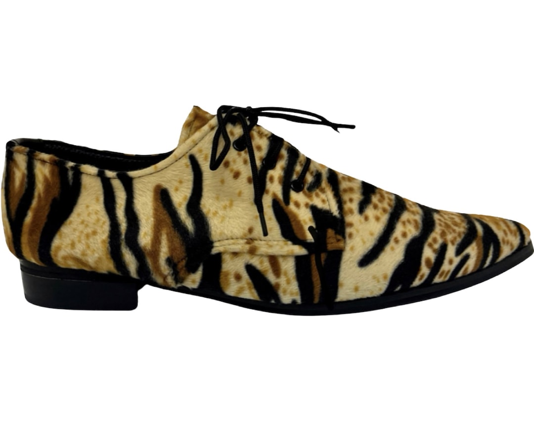 Harry - Lace up Winklepicker Shoe in Tiger Animal Print - Etsy