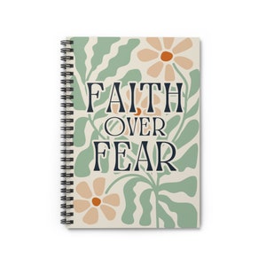 Faith Over Fear Bible Verse Notebook Retro Floral Spiral Notebook Ruled ...
