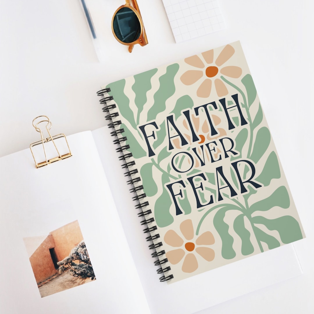 Faith Over Fear Bible Verse Notebook Retro Floral Spiral Notebook Ruled ...