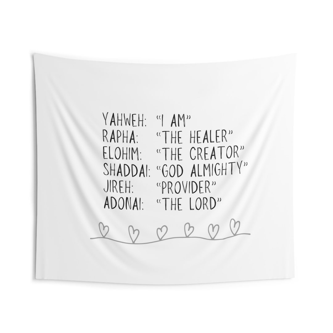 Names of God Indoor Wall Tapestry Christian Wall Tapestry for Bedroom ...