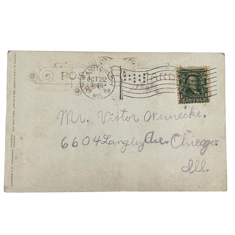 Antique Risqué Humor Postcards W 1902 Ben Franklin Stamps Postmarked ...