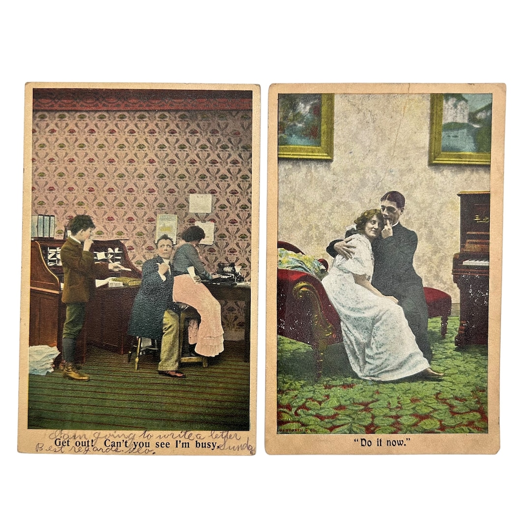 Antique Risqué Humor Postcards W 1902 Ben Franklin Stamps Postmarked ...