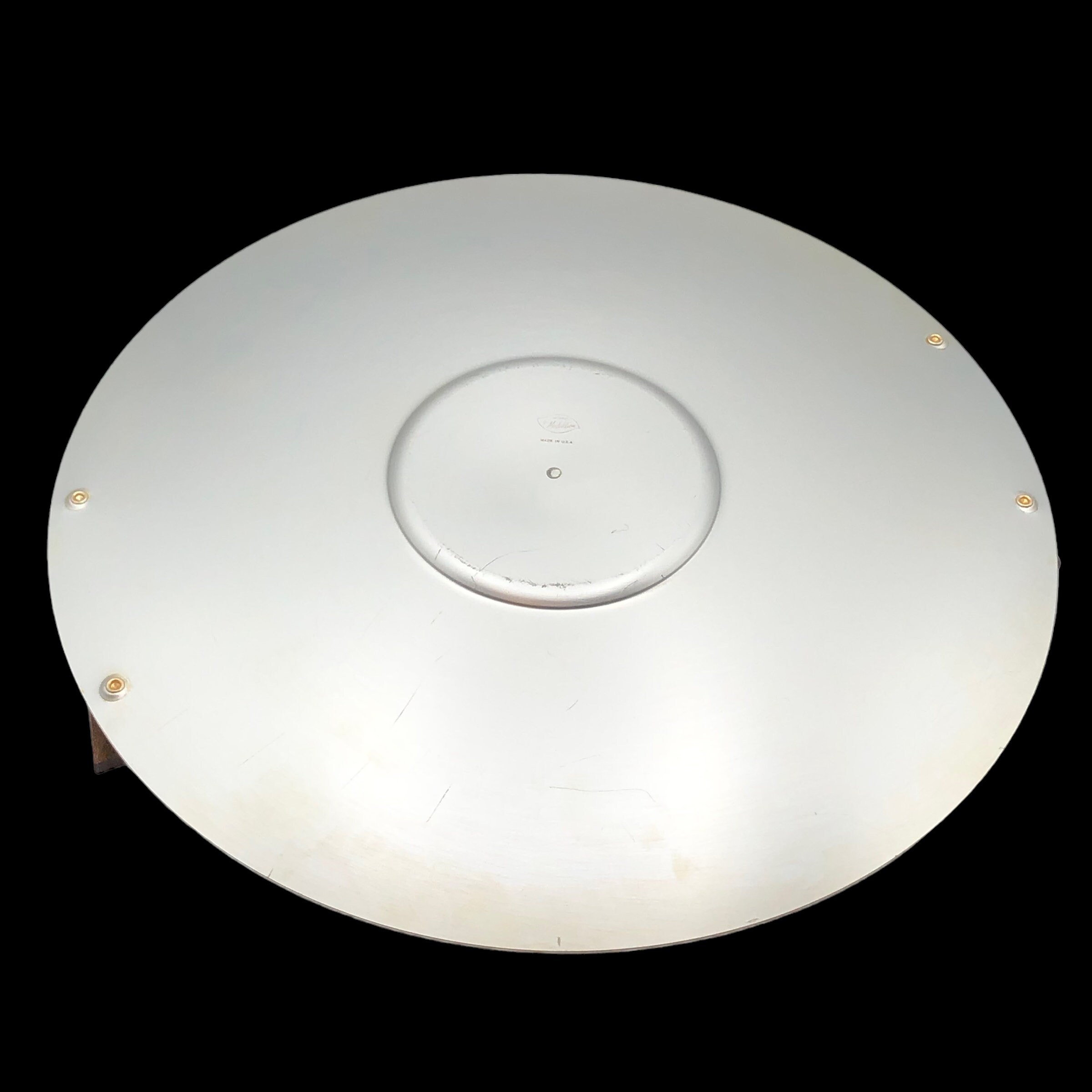 Vintage MCM Mirro Medallion Aluminum Round Serving Tray Teak Handles 17 ...